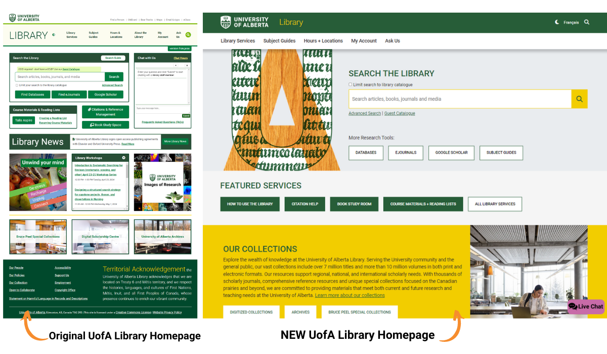 Library Website Brand Alignment Project — news.library.ualberta.ca